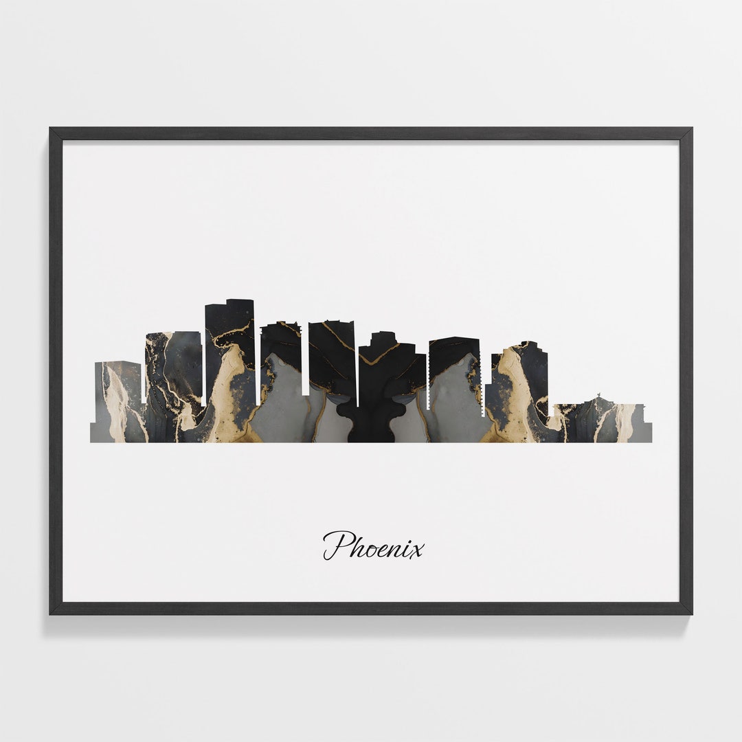 Sacramento Skyline Print: Black and Gold Marble Cityscape - Etsy
