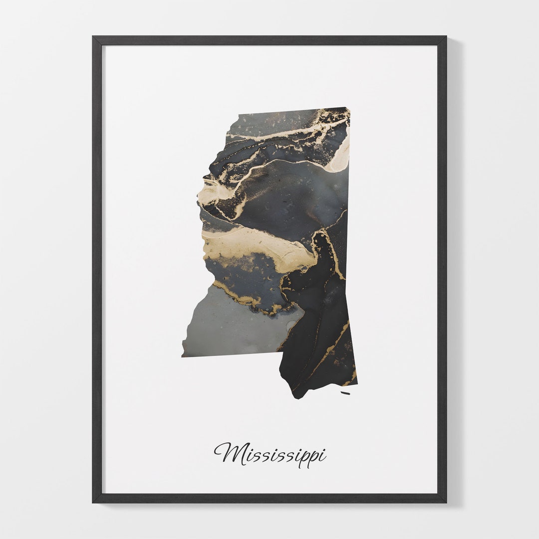Mississippi Art Print, Mississippian Map Poster, Elegant Country ...