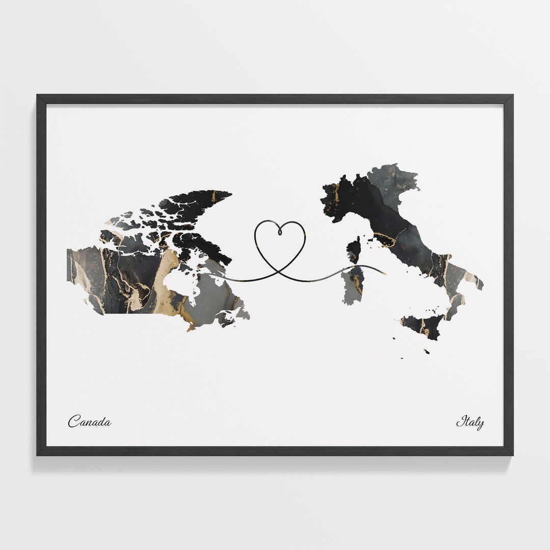 Canada Italy Map Print: Country Connection Travel Art - Etsy