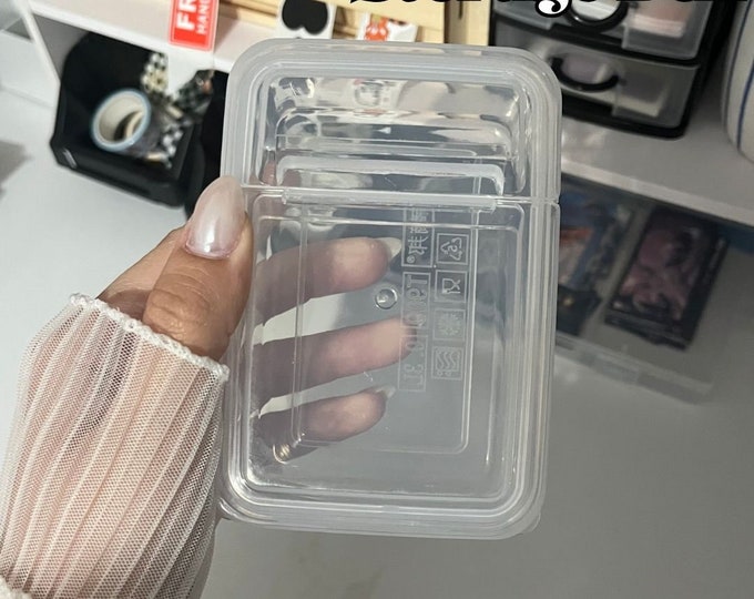 Clear Flip Top Container, Plastic Simple Card Sleeves Storage Box, Kpop ...