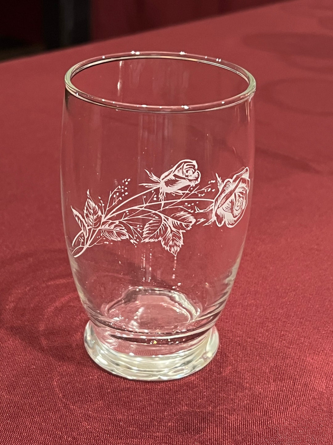 Vintage Taylor Smith Taylor Etched Rose Drinking Glass / Tumbler ...