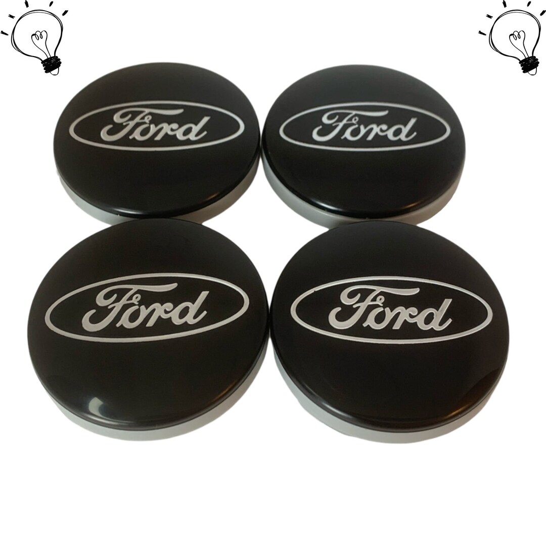 4 FORD Wheel Center Cap Hub Emblem Sticker Center Caps Covers Black ...