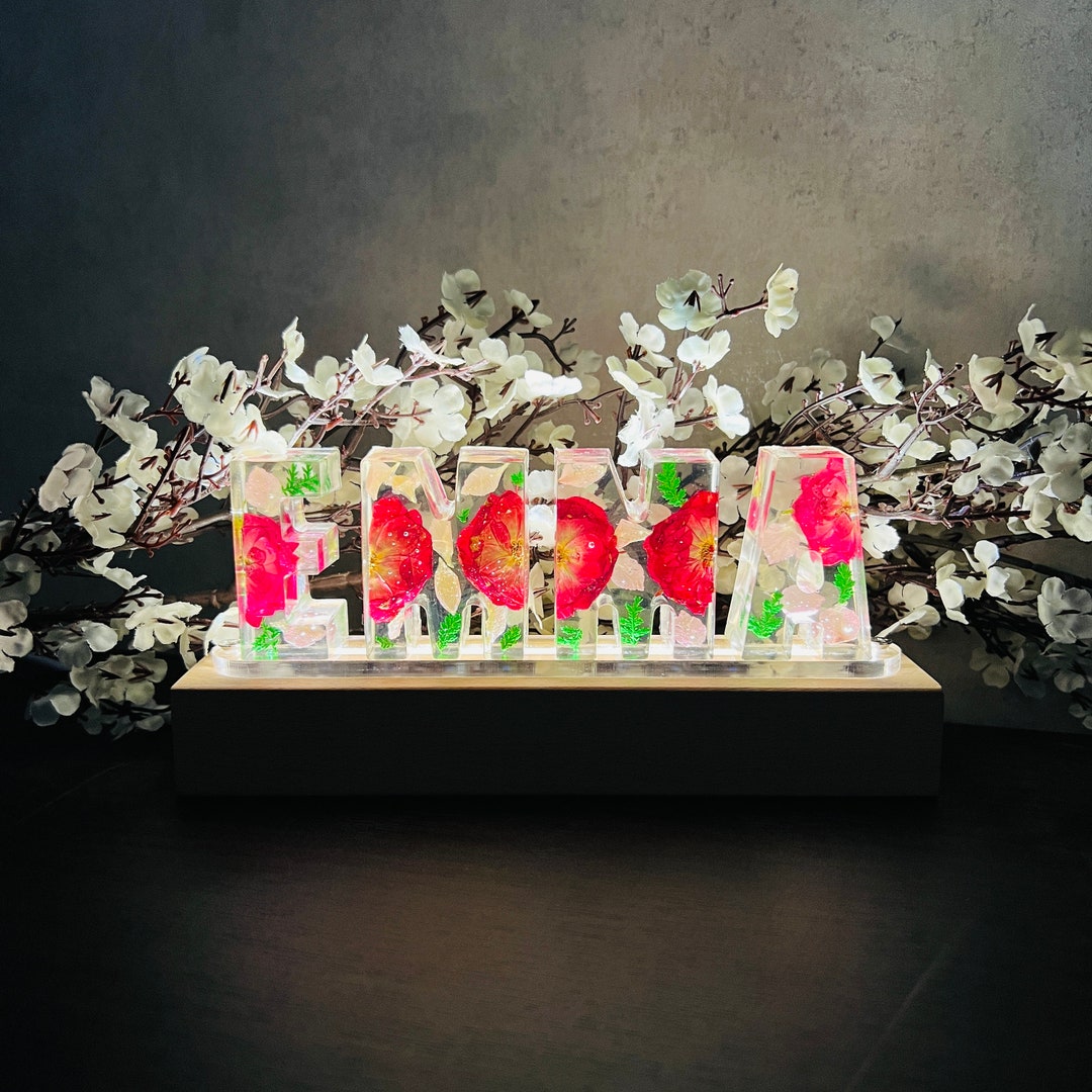 Personalized Resin Letter Night Lamp Custom Epoxy Table Letter Lamp ...