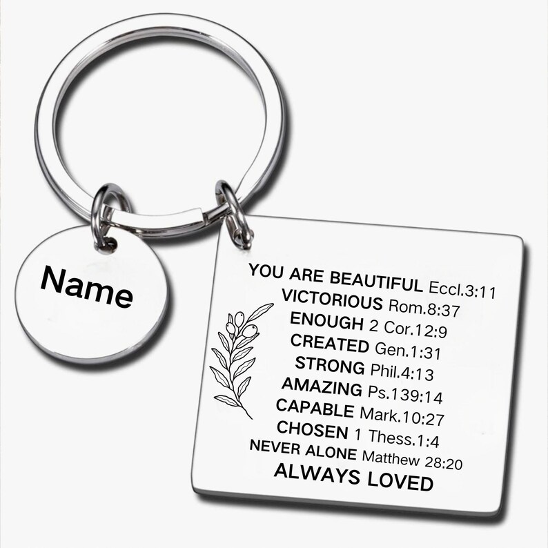 Custom Bible Verse Stainless Steel Keychain Personalized Carry Your ...