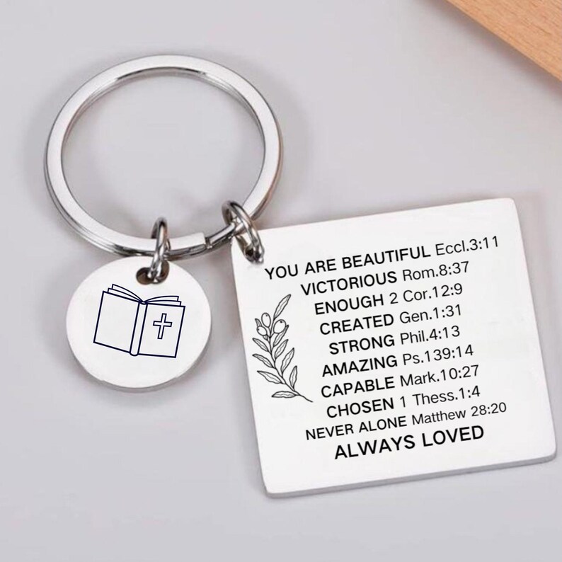 Custom Bible Verse Stainless Steel Keychain Personalized Carry Your ...