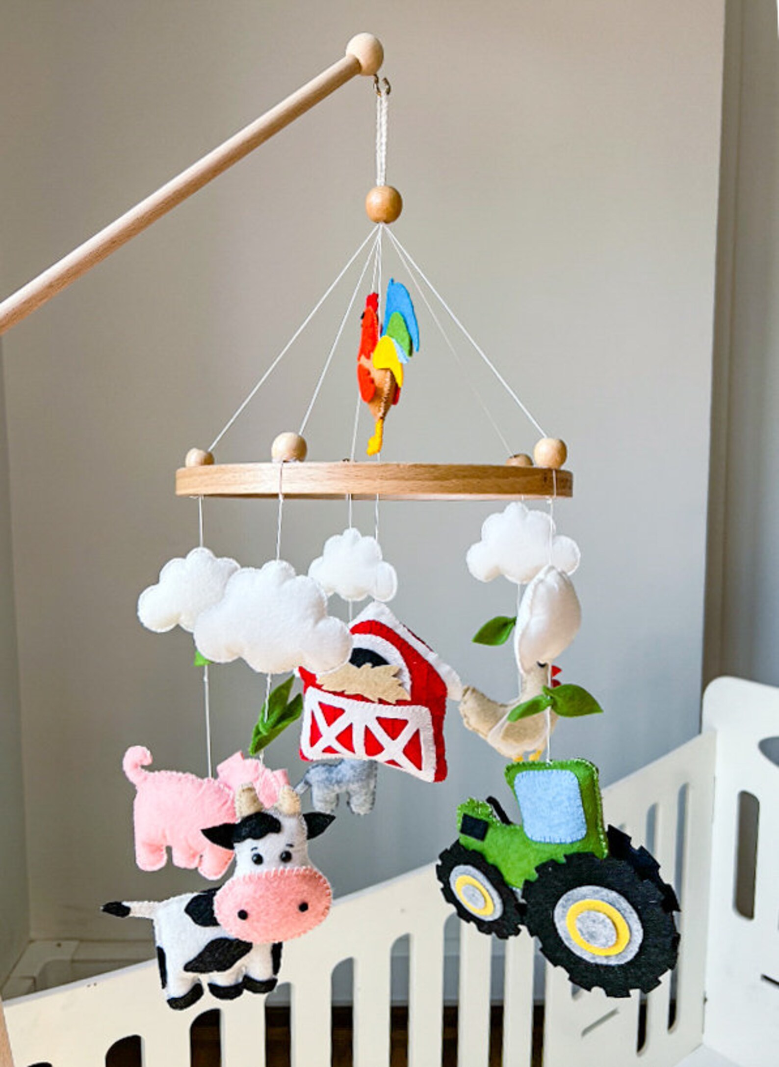 Farm Baby Nursery Mobile, Farmhouse Crib Mobile, Farm Animals Nursery ...
