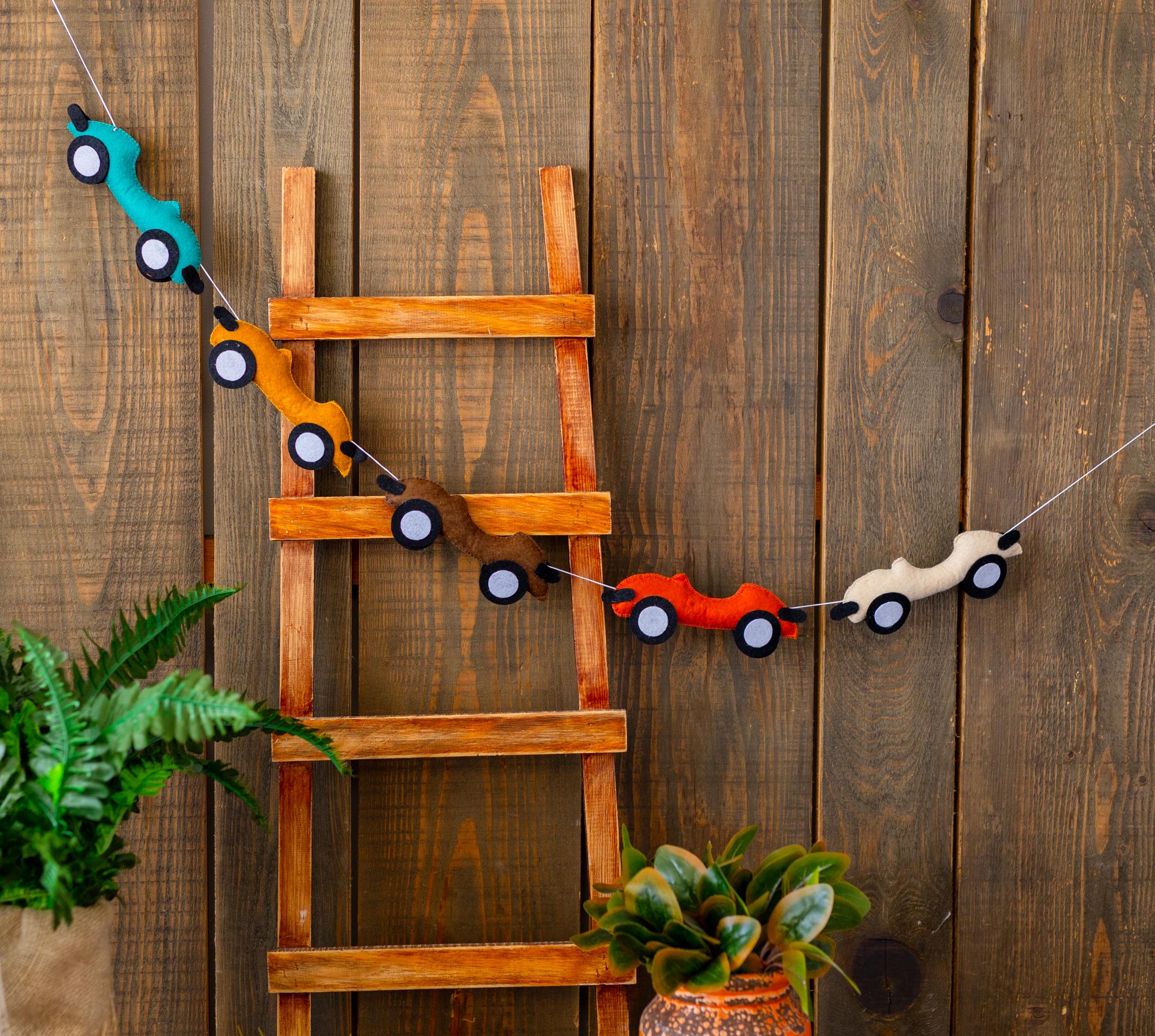 Felt Vintage Car Garland, Felt Car Garland,kids Room Decor, Retro ...
