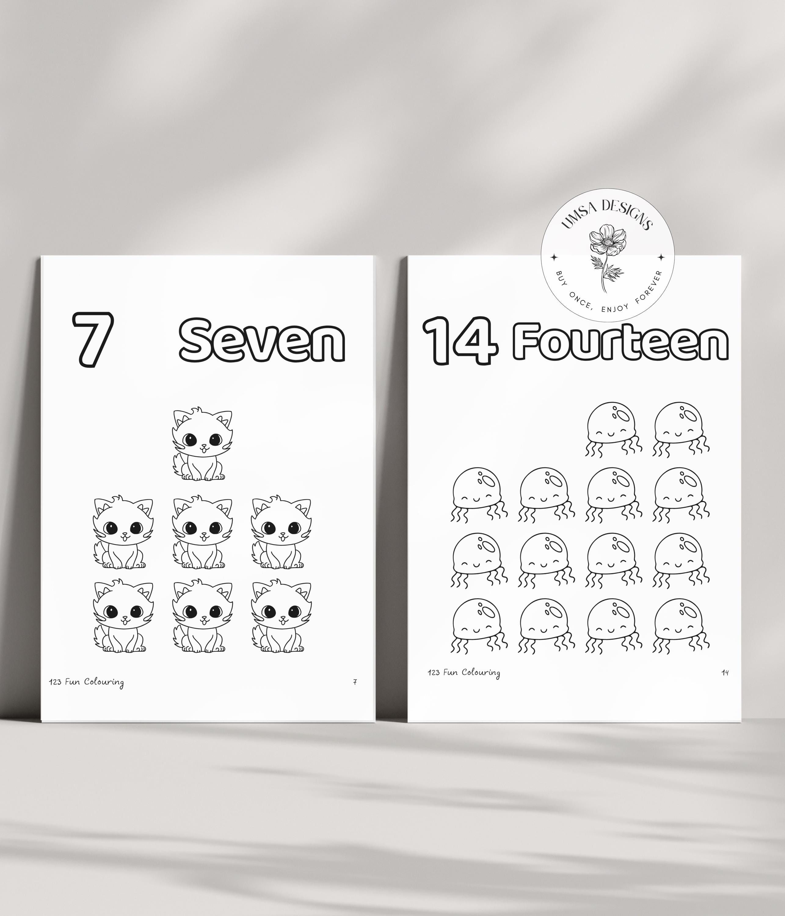 123 Colouring Book | Printable Number Learning | Counting 1-20 ...