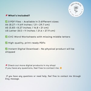 CVC Words - Missing Middle Sound | Printable Phonics Activity | A4, A5 ...