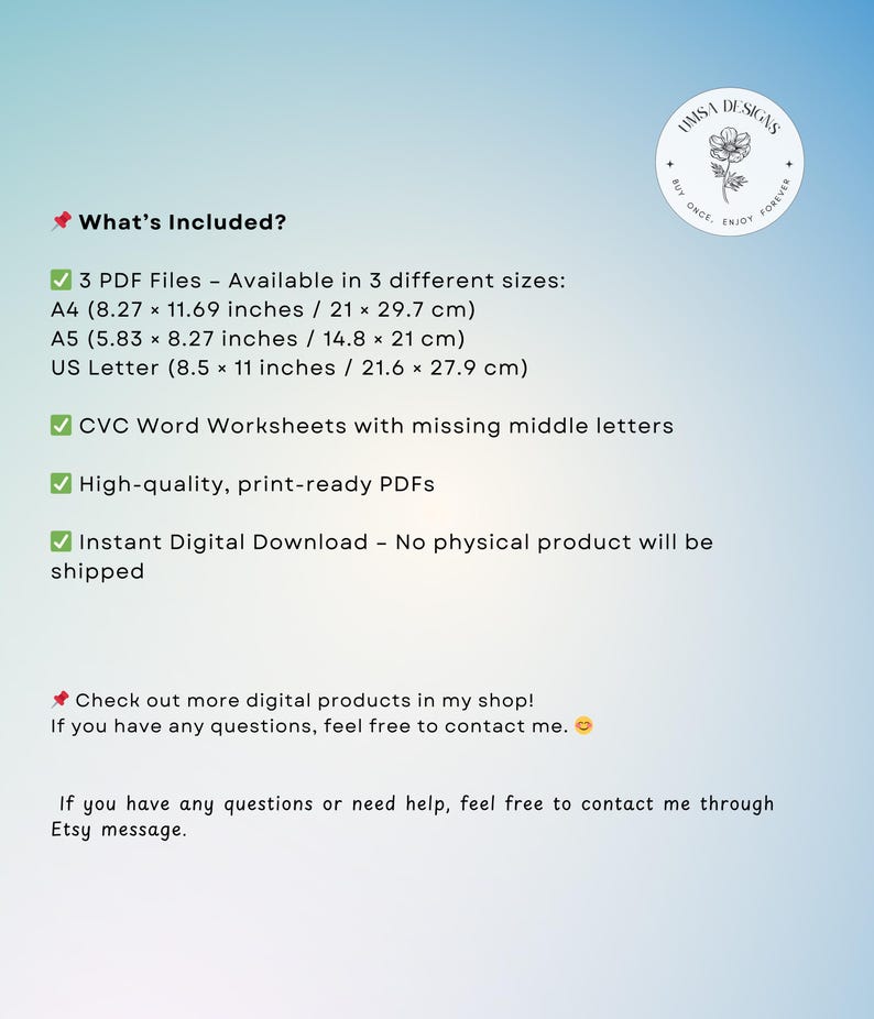 CVC Words - Missing Middle Sound | Printable Phonics Activity | A4, A5 ...