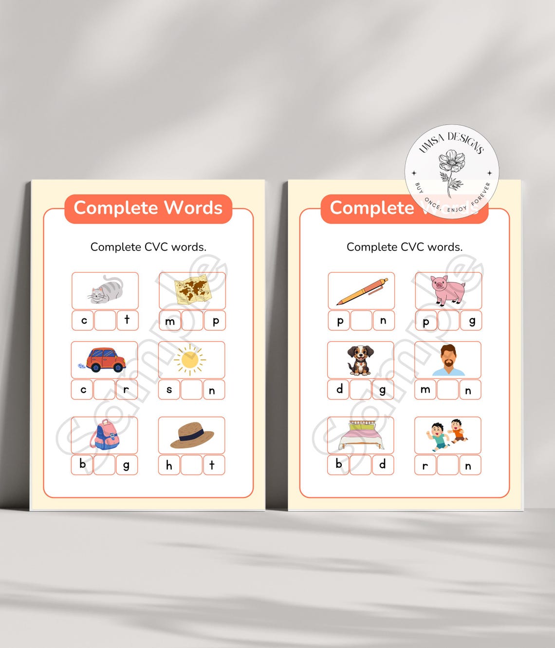 CVC Words - Missing Middle Sound | Printable Phonics Activity | A4, A5 ...