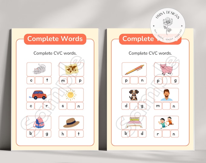 CVC Words - Missing Middle Sound | Printable Phonics Activity | A4, A5 ...