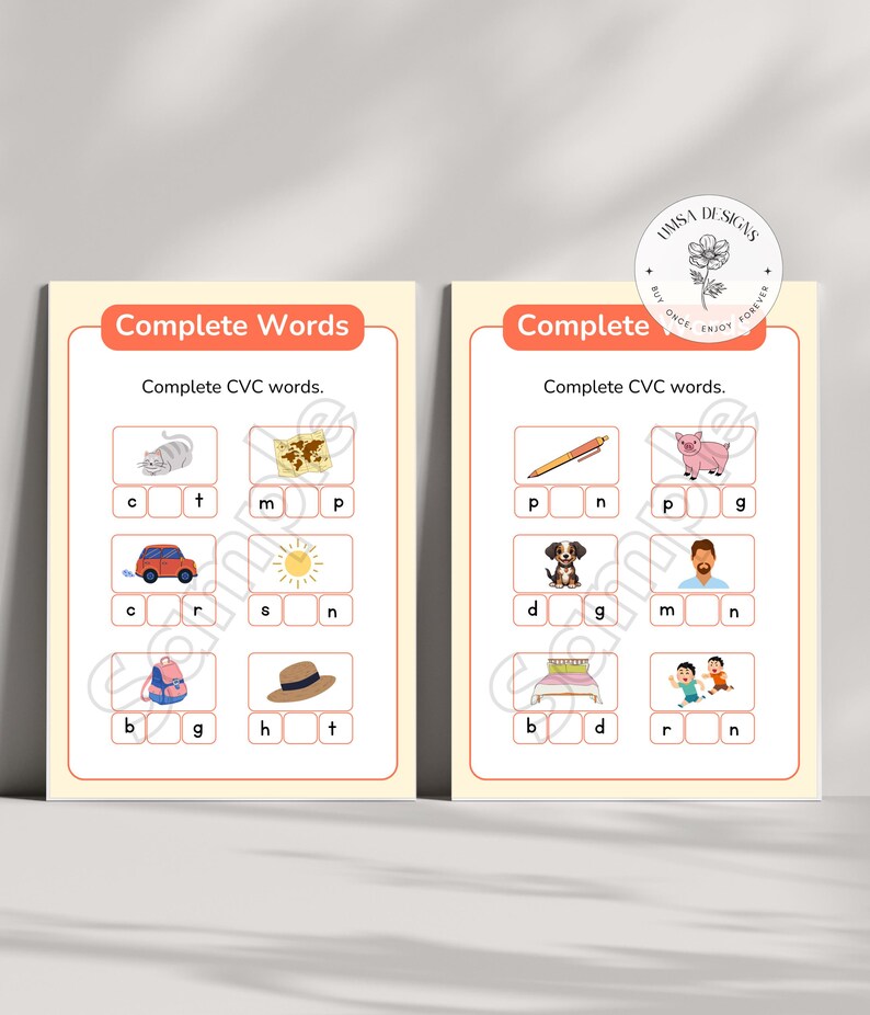 CVC Words - Missing Middle Sound | Printable Phonics Activity | A4, A5 ...