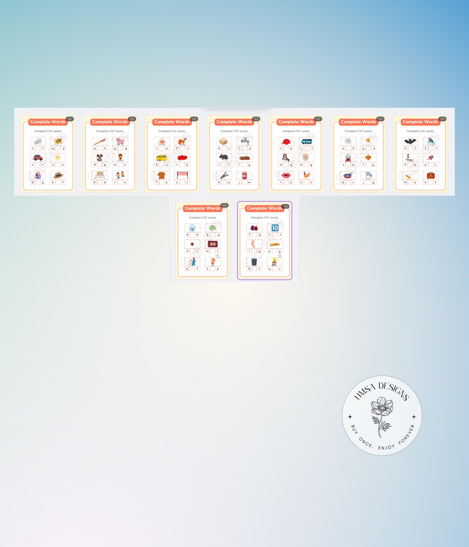 CVC Words - Missing Middle Sound | Printable Phonics Activity | A4, A5 ...