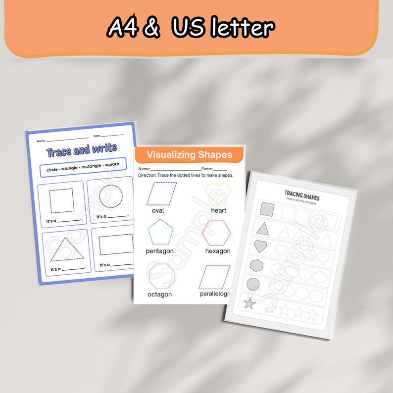 2D Shapes Activity Workbook: Trace, Draw, Color (PDF Download A4/US ...