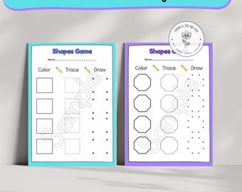 2D Shapes Activity Workbook: Trace, Draw, Color (PDF Download A4/US ...