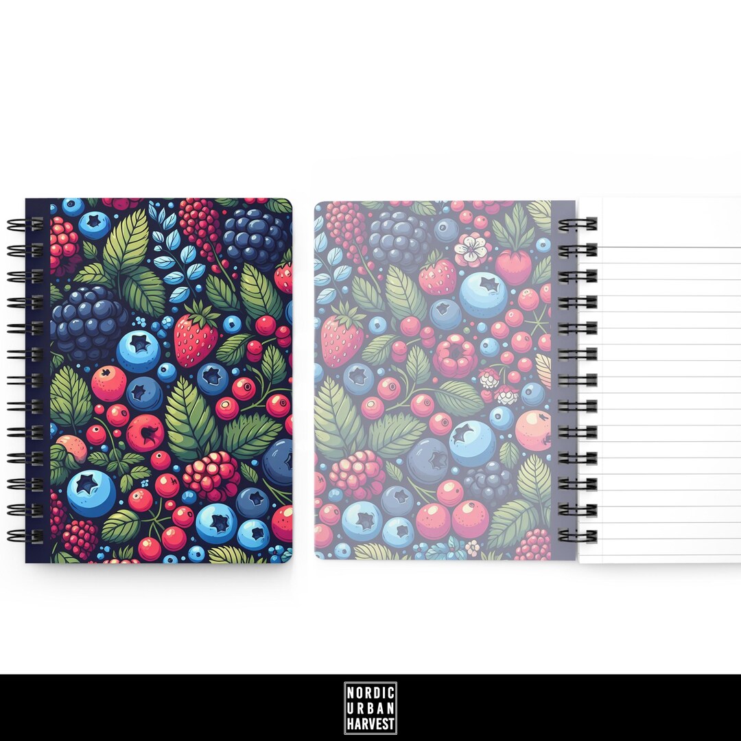Strawberry Blueberry Raspberry Notebook. Berry Spiral Bound Journal ...
