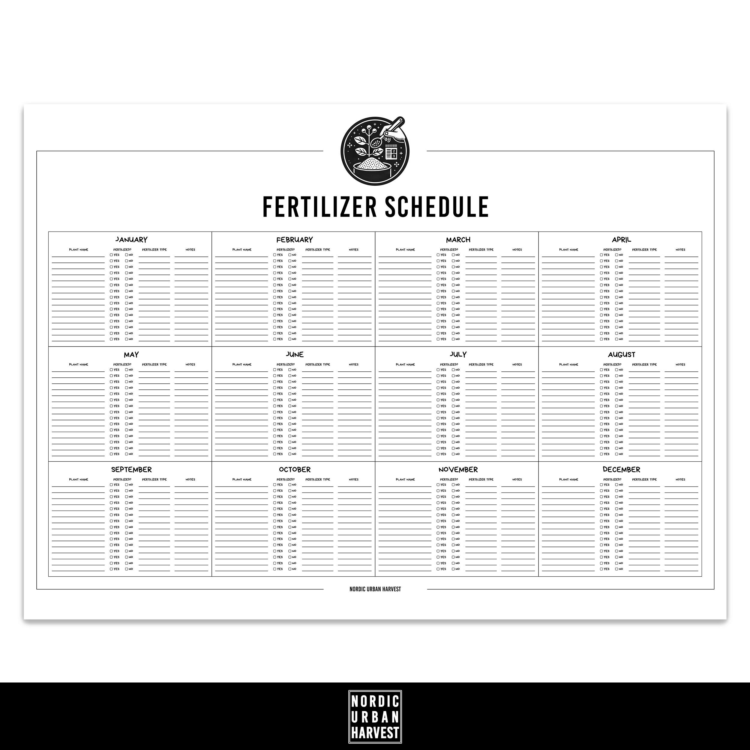 Fertilizer Schedule Wall Planner: Your Year-round Plan for What and ...