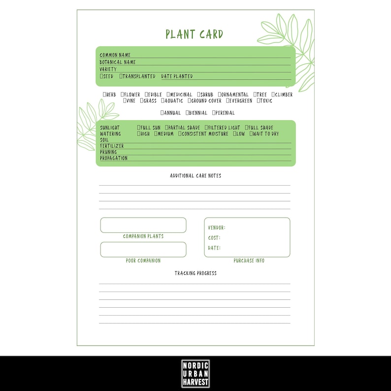 Printable Plant ID Card – PDF for Garden Planner - Etsy