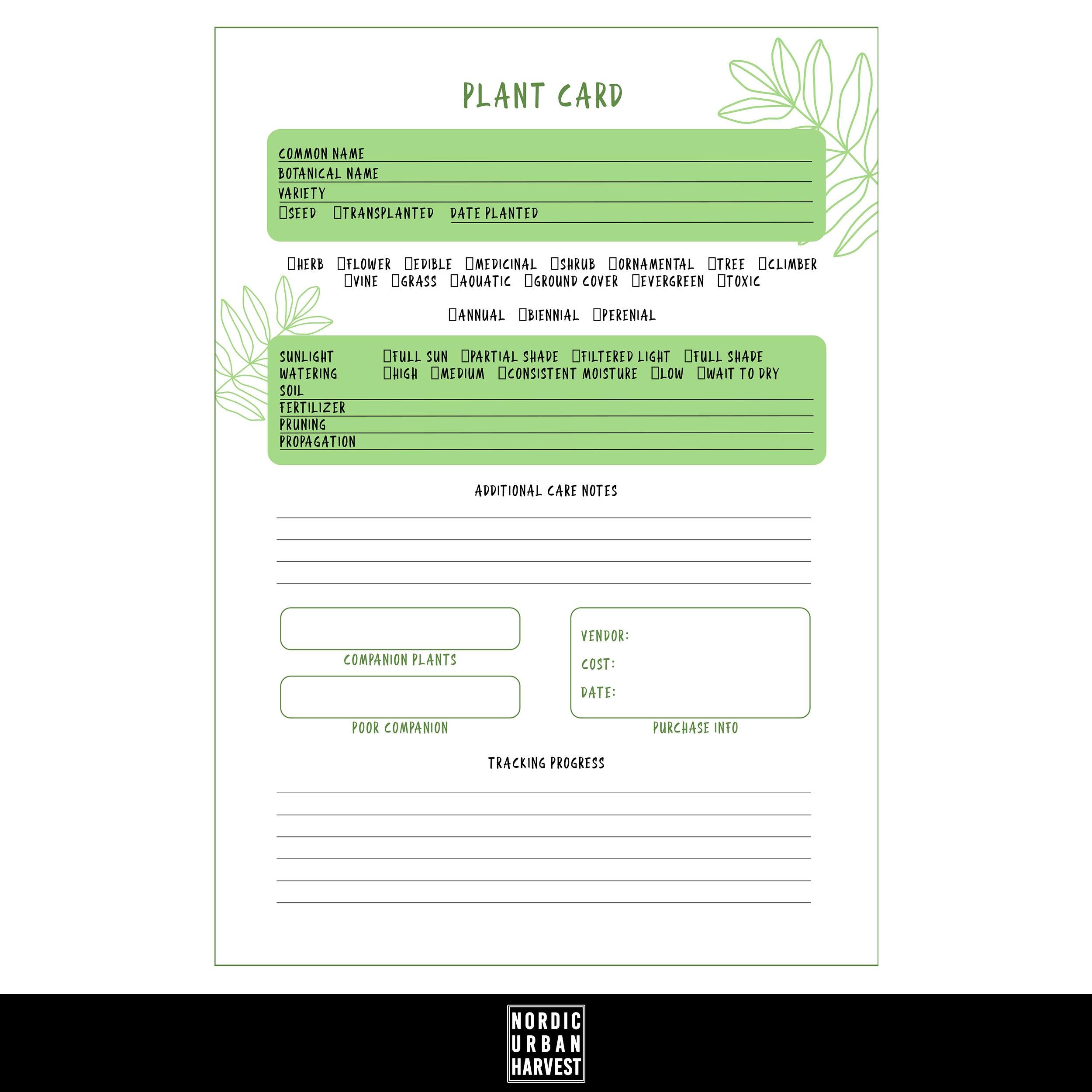 Printable Plant ID Card – PDF for Garden Planner - Etsy