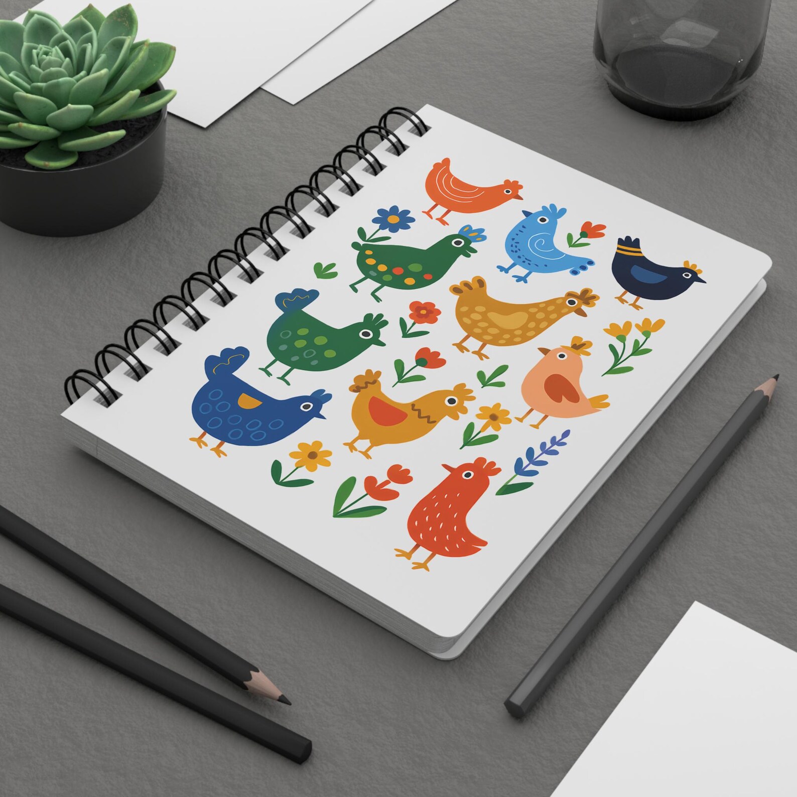 Farm Chickens Spiral Bound Notebook | Farming Stationery | Nature ...