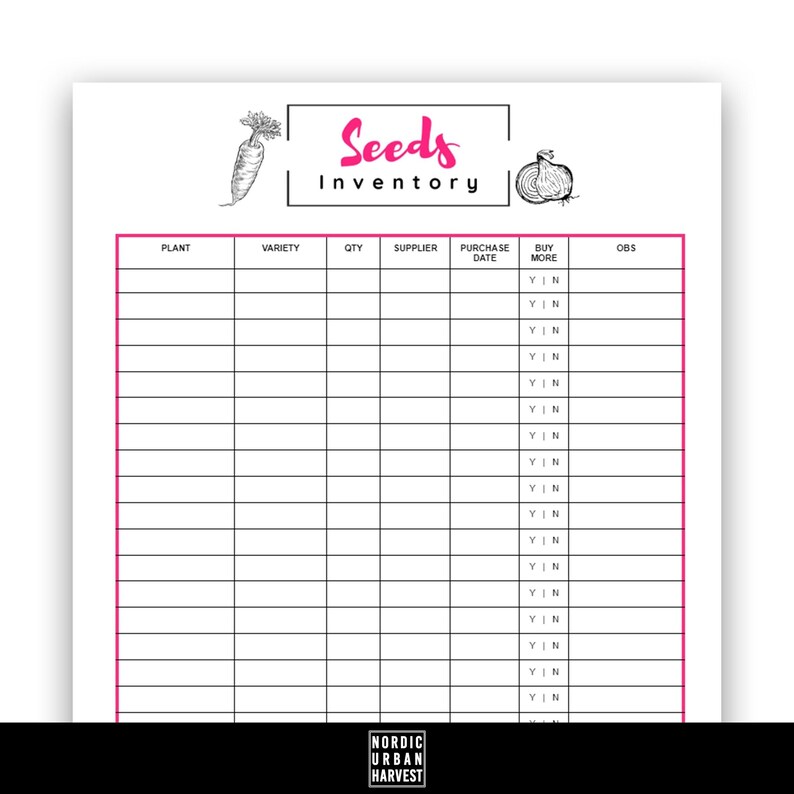 Seed Inventory Sheet - Printable PDF | Instant Download to Track Your ...