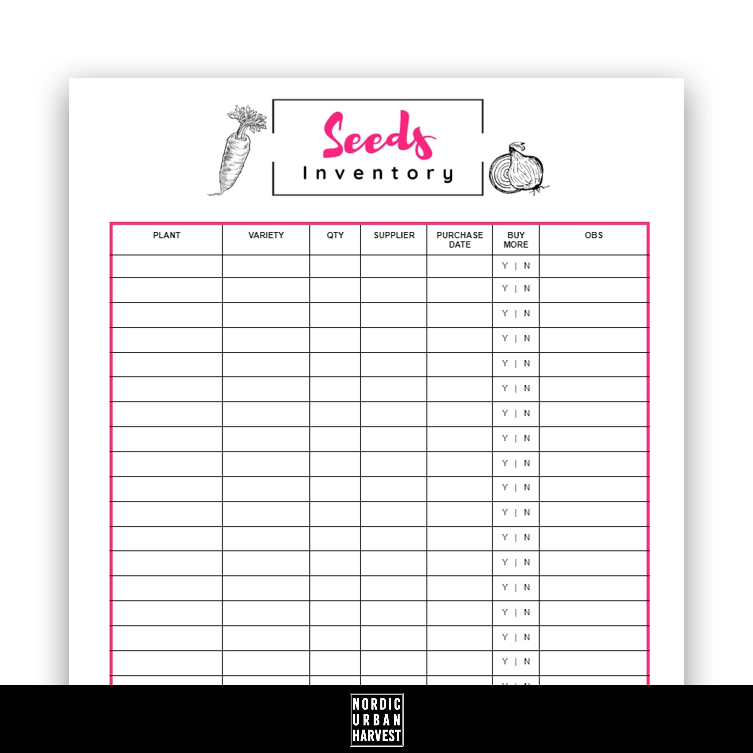 Seed Inventory Sheet - Printable PDF | Instant Download to Track Your ...
