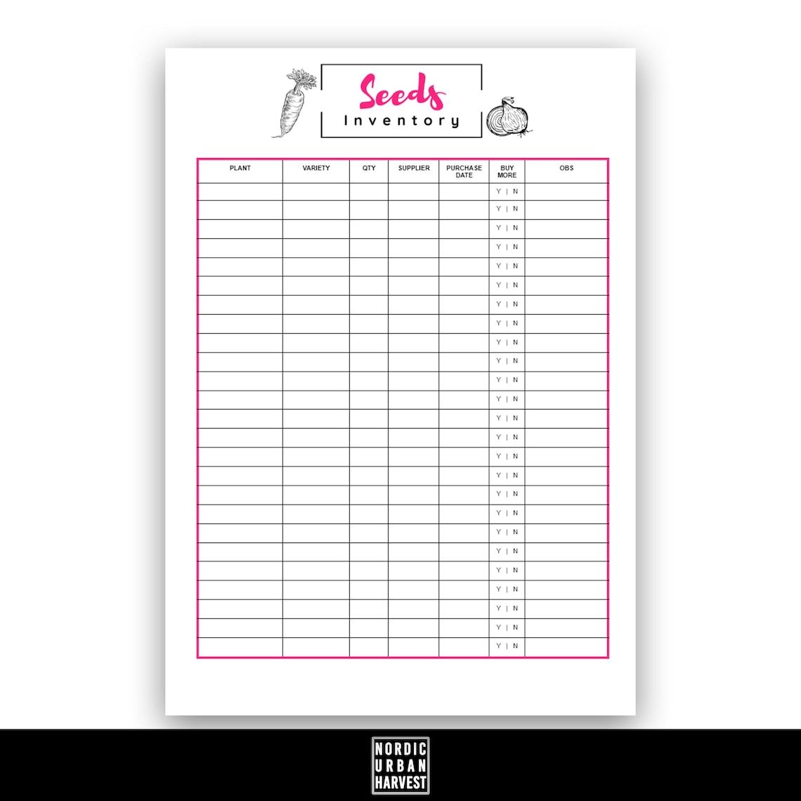 Seed Inventory Sheet - Printable PDF | Instant Download to Track Your ...