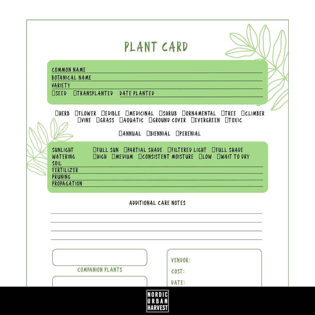 Plant Card Printable PDF Instant Download to Organize Your Seeds ...