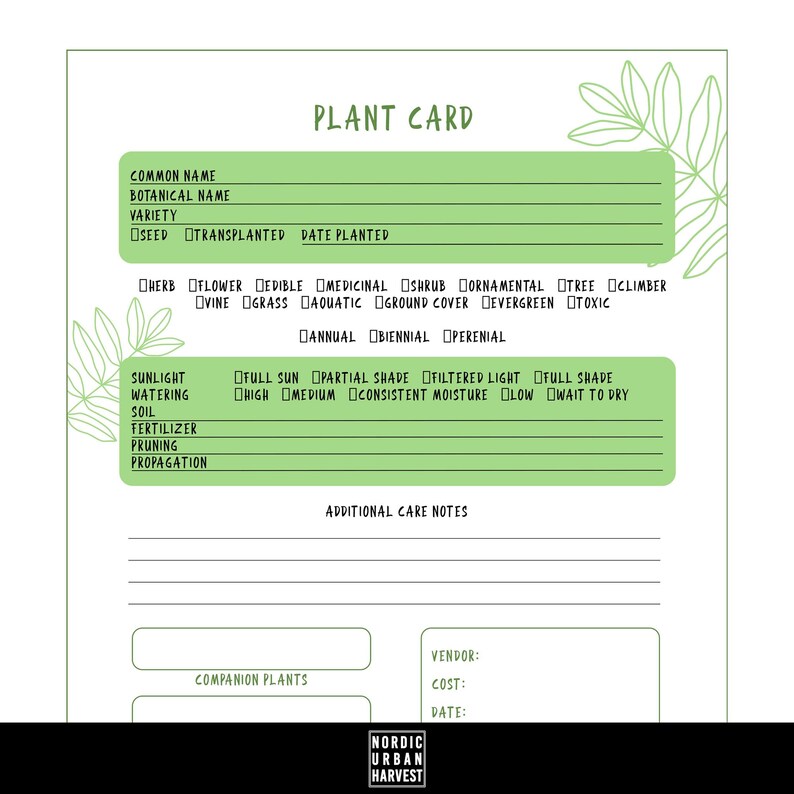 Printable Plant ID Card – PDF for Garden Planner - Etsy