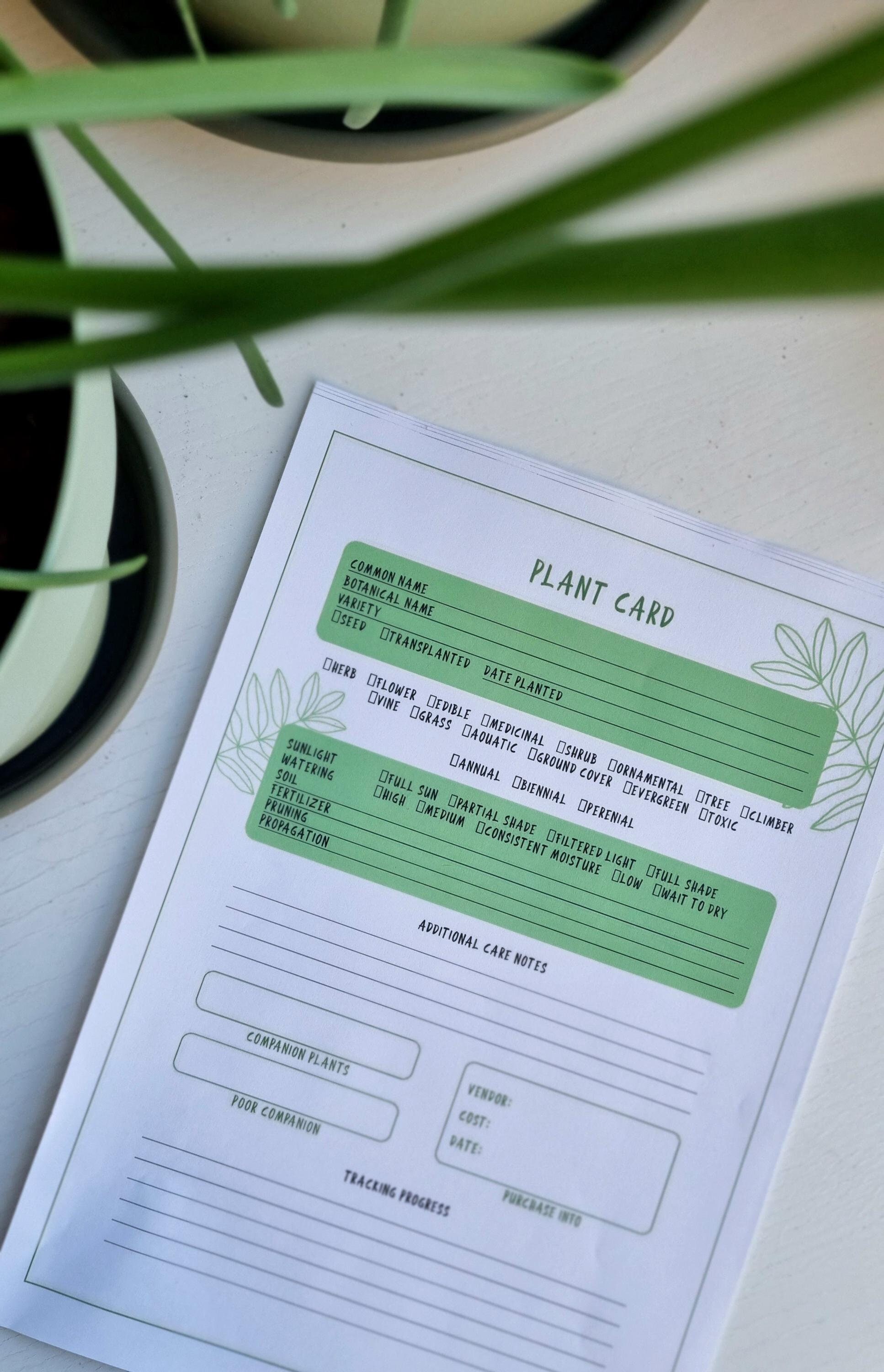 Printable Plant ID Card – PDF for Garden Planner - Etsy