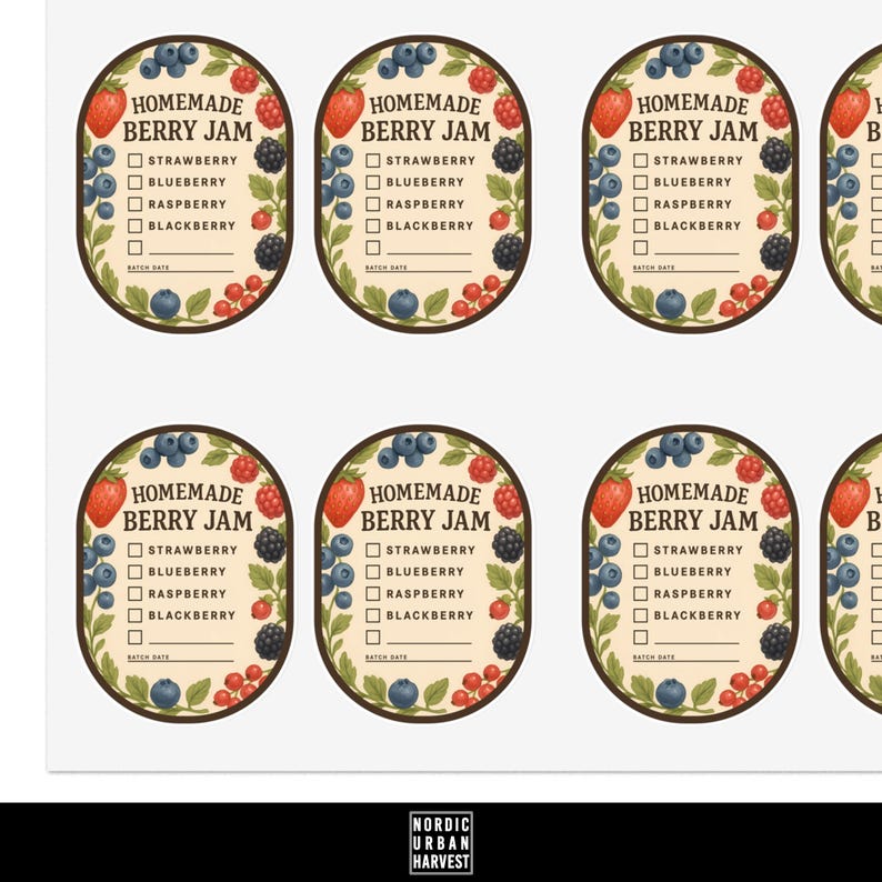 Homemade Jam Sticker Sheet - With Berry Checklist to Match Your Batch ...