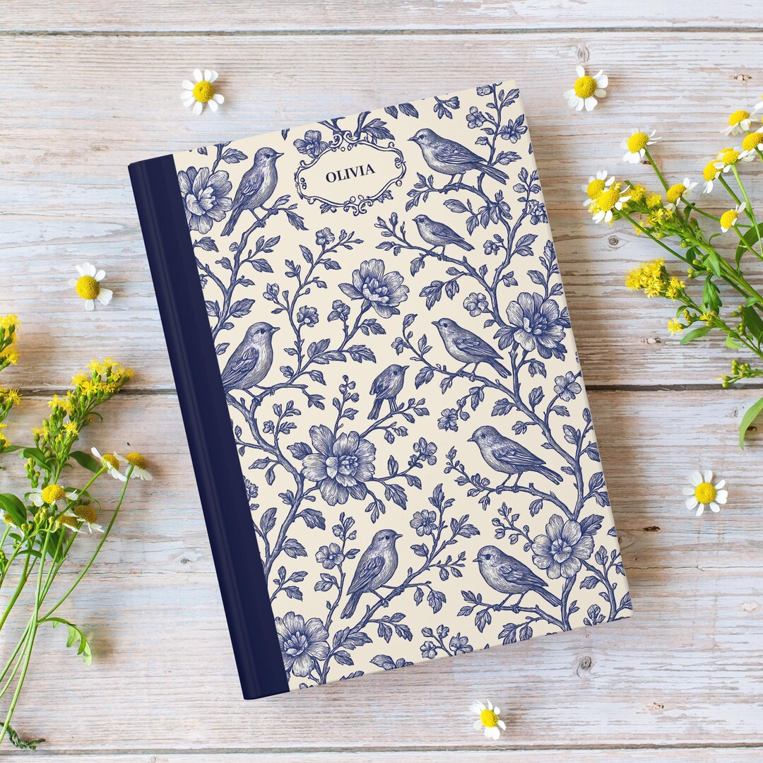Personalized Name Cottagecore Birds Journal | Matte Hardcover. Custom ...
