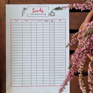 Seed Inventory Sheet - Printable PDF | Instant Download to Track Your ...