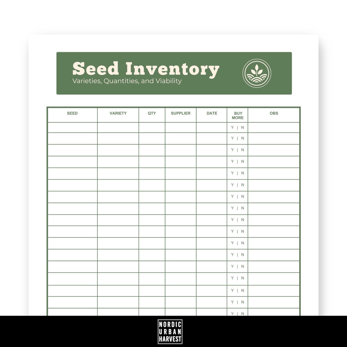 Seed Inventory Sheet - Printable PDF | Instant Download to Track Your ...