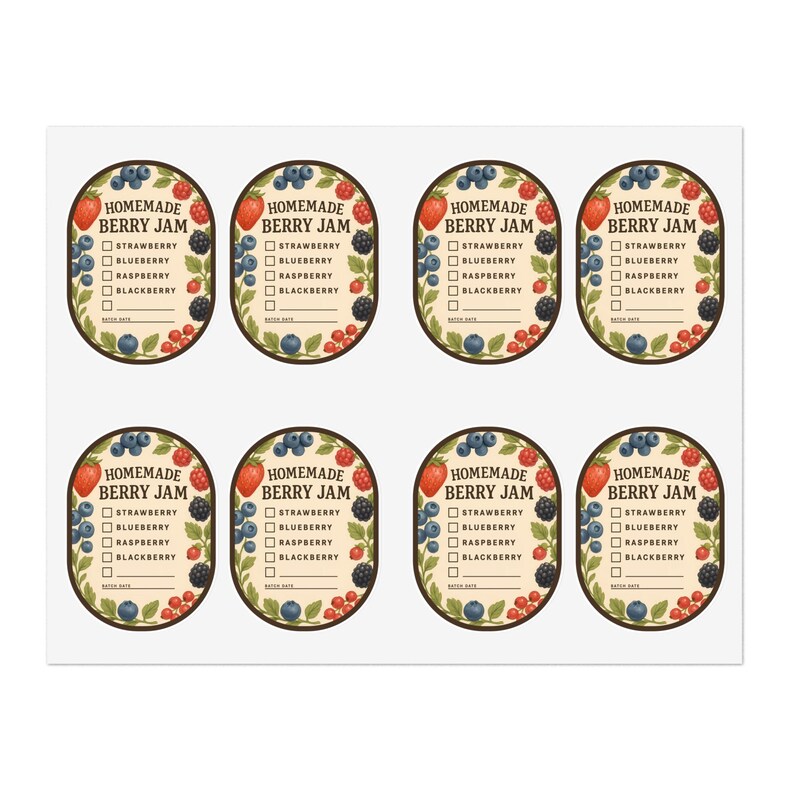 Homemade Jam Sticker Sheet - With Berry Checklist to Match Your Batch ...