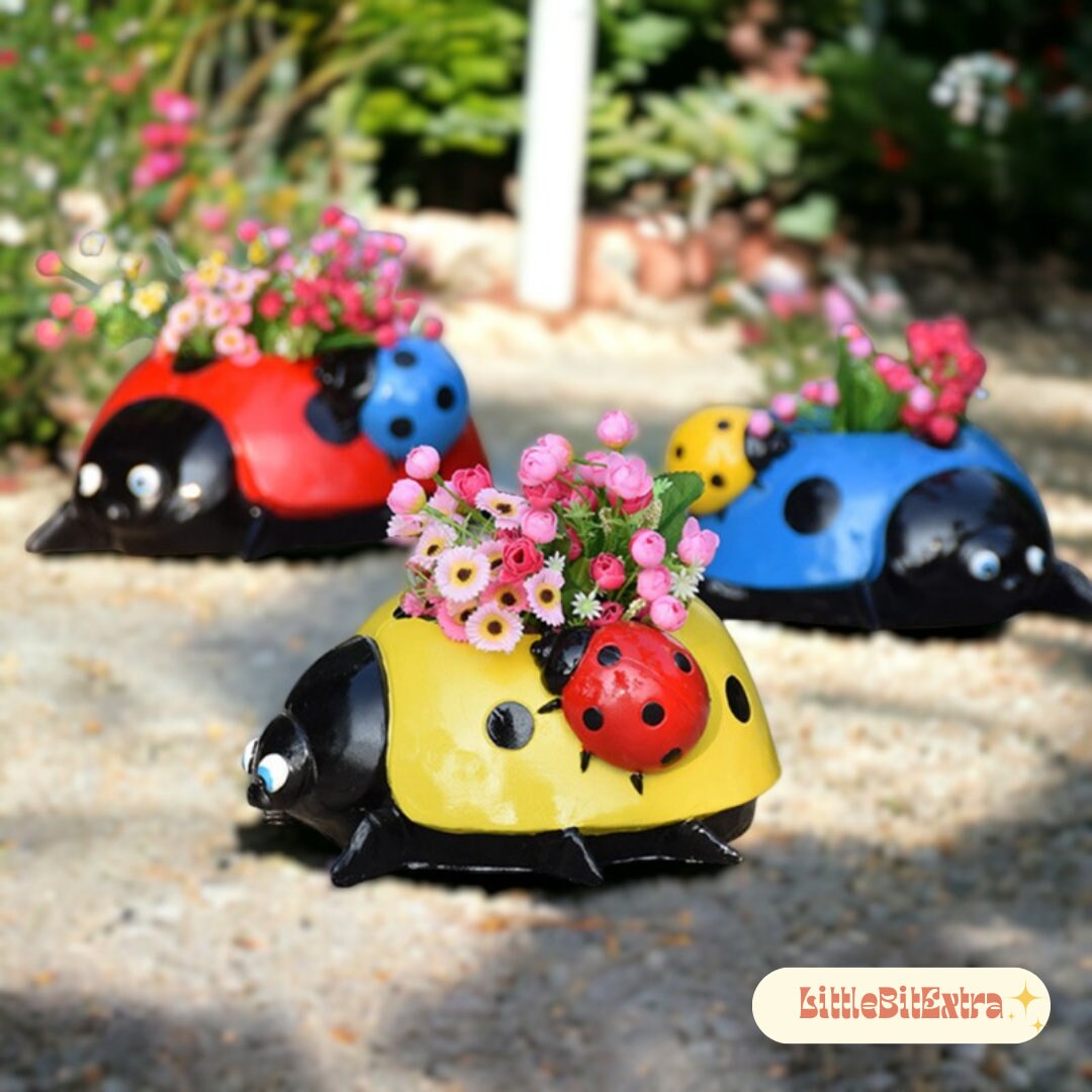 Cute Ladybug Planter, Unique Handmade Insect Planter, Indoor & Outdoor ...