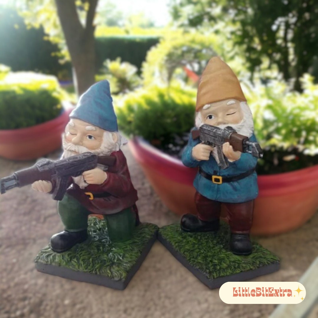 Funny Gnome Military, Resin Garden Gnomes Guns, Unique Army Gnomes ...