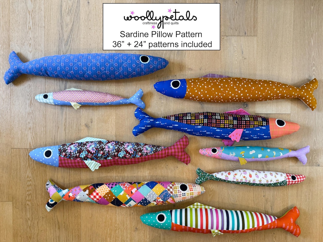 Sardine Pillow PDF Pattern by Woollypetals to Make 36" and 24" Sardine ...