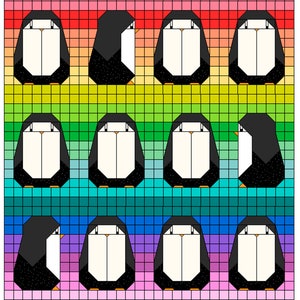 Penguin Social Quilt PDF Pattern by Woollypetals - Etsy