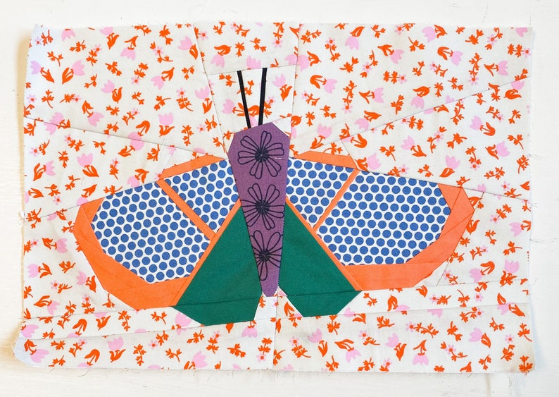 Moth Eclipse FPP Quilt Block PDF Pattern Download by Woollypetals - Etsy