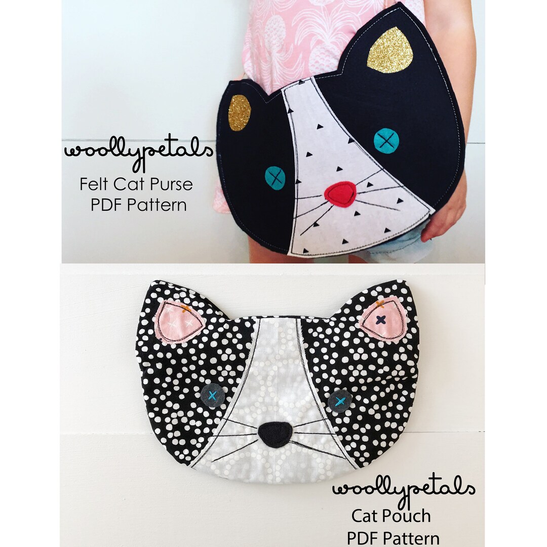 PDF Pattern Bundle - Woollypetals Cat Pouch & Felt Cat Purse - Etsy
