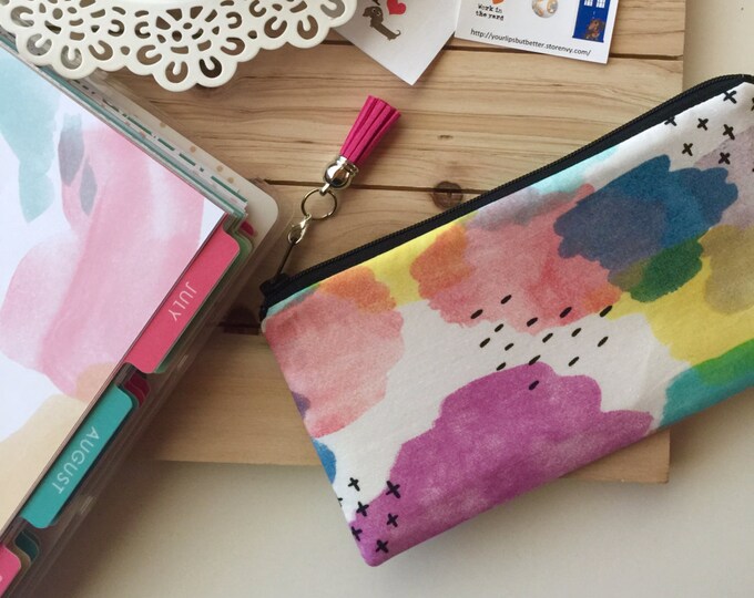 Watercolor Print , Pencil Pouch , Colorful Zipper Pouch , Pen Case ...