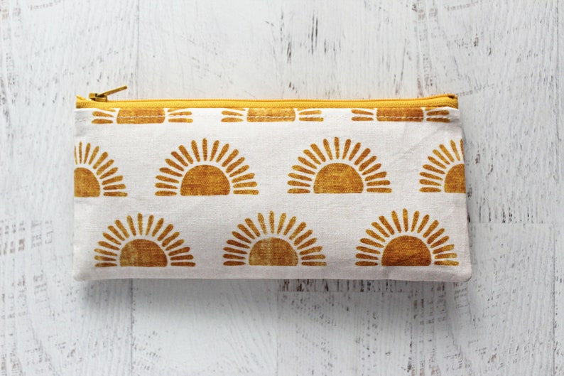 Boho Sun Print Zippered Pouch: Long Pen & Pencil Bag - Etsy