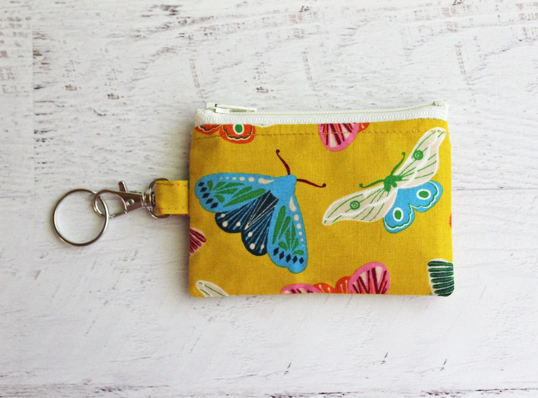 Colorful Moth's Tiny Change Purse, Small Zipper Pouch, Keyring Bag ...