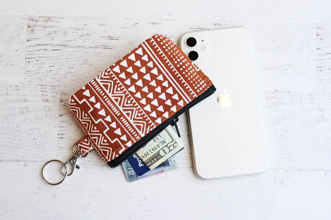 Bohemian Mini Change Purse - Burnt Umber Minimalist Wallet Key Ring Bag ...