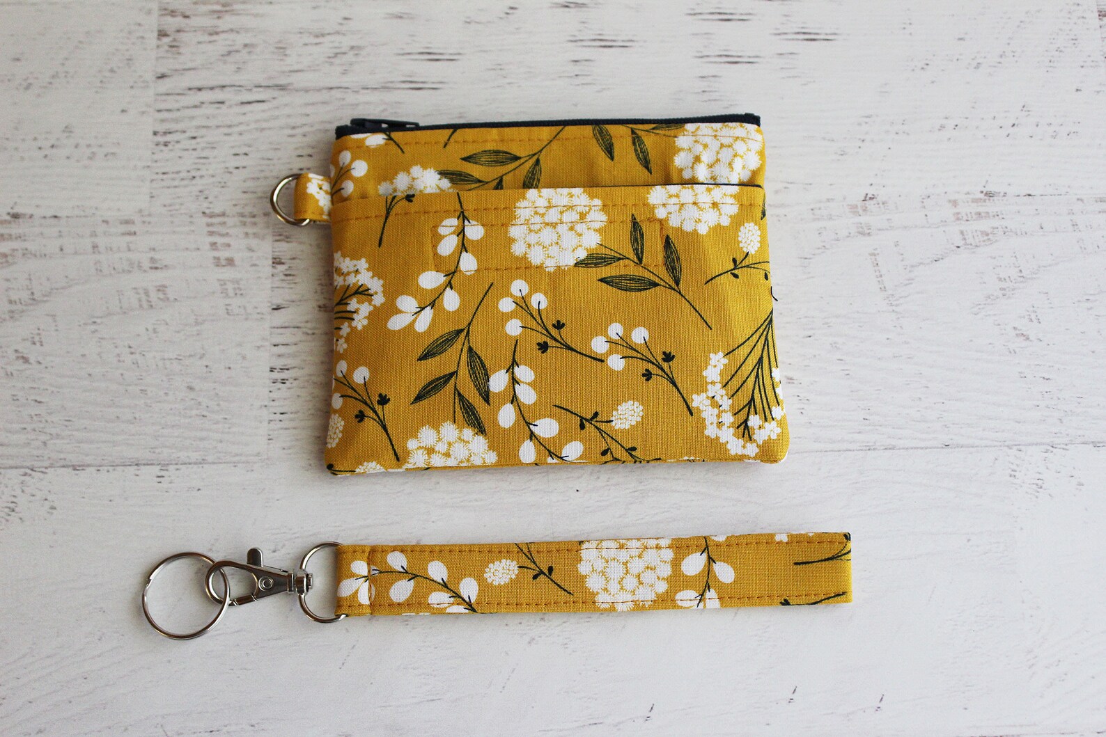 ID Holder Zipper Pouch - Small Wristlet Wallet - Floral Key Fob - Gifts ...