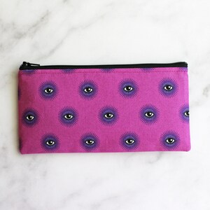 Evil Eye Print Fabric Zipper Pouch - Magenta Pencil Bag - Journal ...