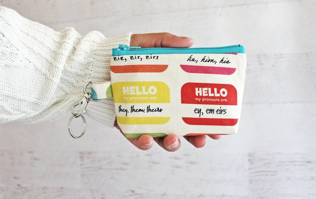 Pronombres ellos, ellos, suyos imprimir llavero de lona bolsa con ...