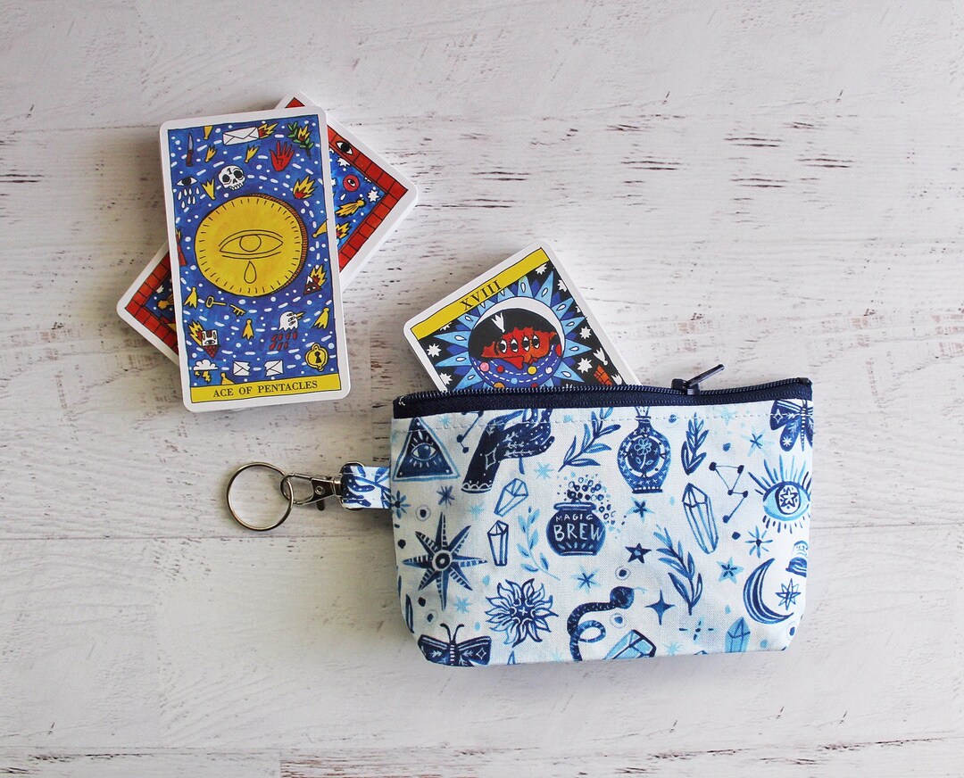 Tarot Deck Bag - Magical Witch Key Ring Zipper Pouch - Lobster Clasp ...